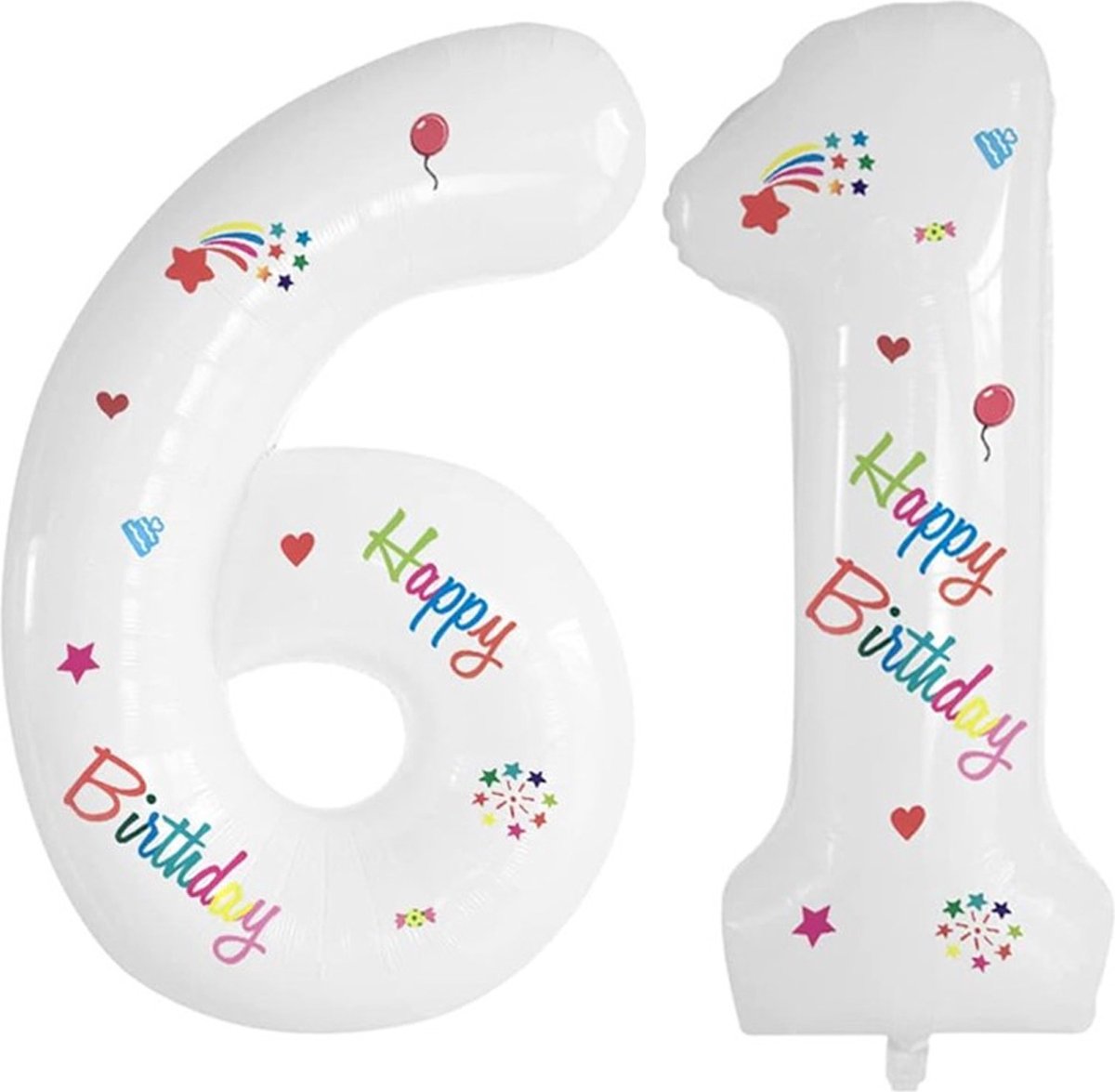 Folie Ballonnen Cijfers 61 Jaar Happy Birthday Verjaardag Versiering ...