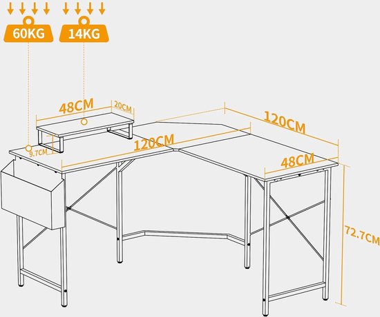 L Shaped Computer Desk Dimensions