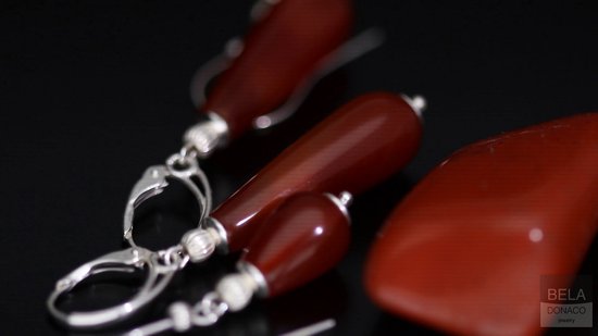 Bela Donaco Oorbellen Art Deco – Rode Carneool – Sterling Zilver | bol