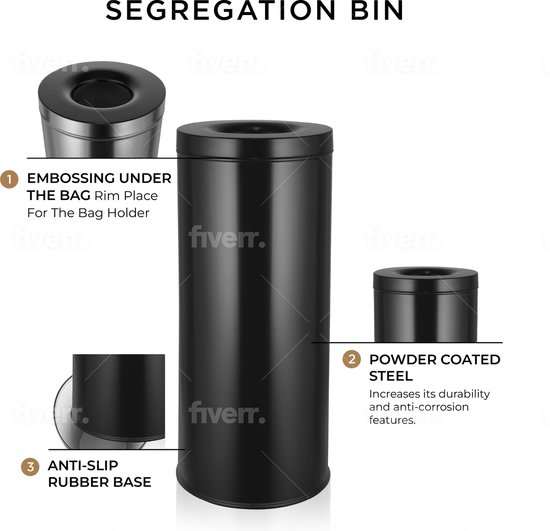 Sunnyhome Vlamdovende Prullenbak - Afvalbak 45L - Papierbak Papiermand Met Deksel -... | bol