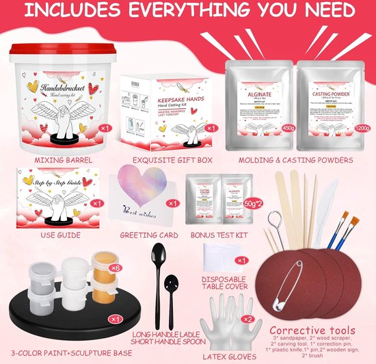 Handafdrukset,Handen Casting Kit,3D Hand Molding Kit all-in-one Hand ...
