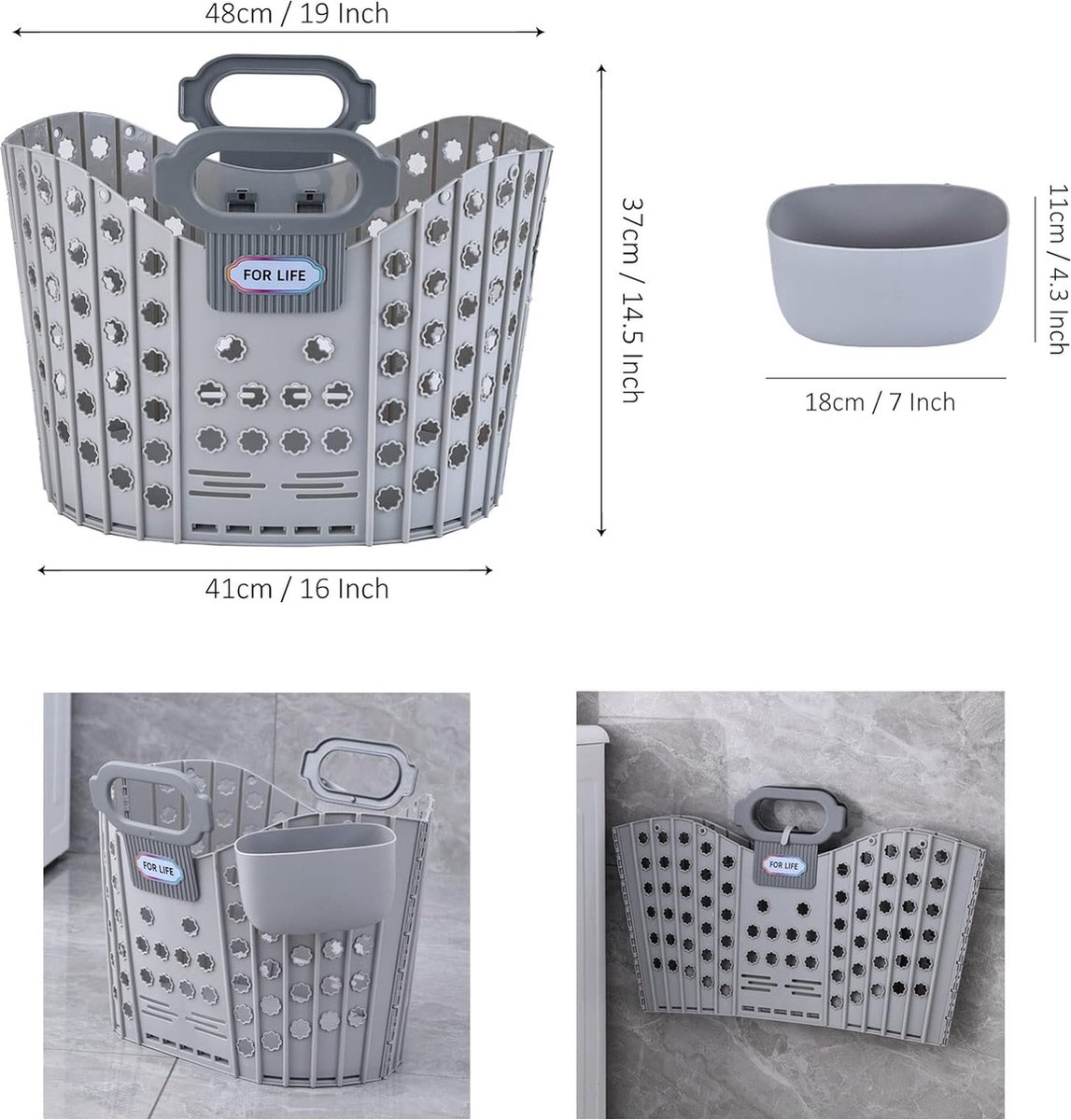 Inklapbare wasmand met handgrepen, grote opvouwbare wasmand voor het opbergen van... | bol