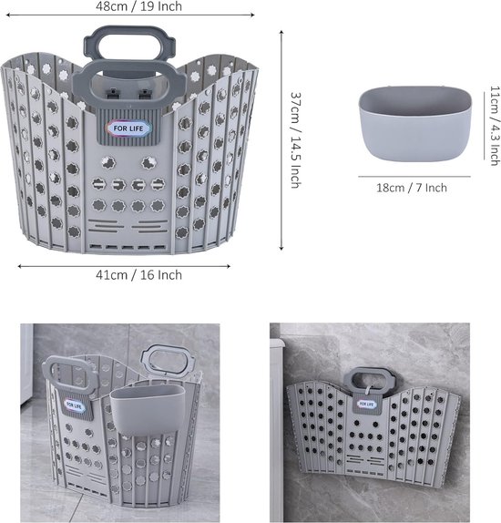 Inklapbare wasmand met handgrepen, grote opvouwbare wasmand voor het ...