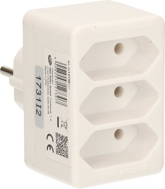 Humbert Stopcontact splitter - 3x - triple - wit - voor 3 platte ...