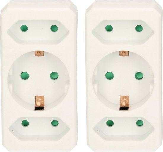 Humbert Stopcontact splitter - 2x - triple - wit - voor 3 stekkers ...