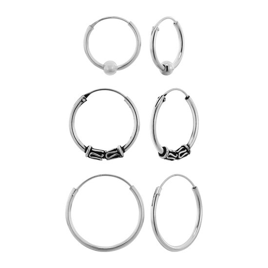 | Oorbellen set, Bali hoops met kringeltjes en bolletjes en basic oorringen | bol