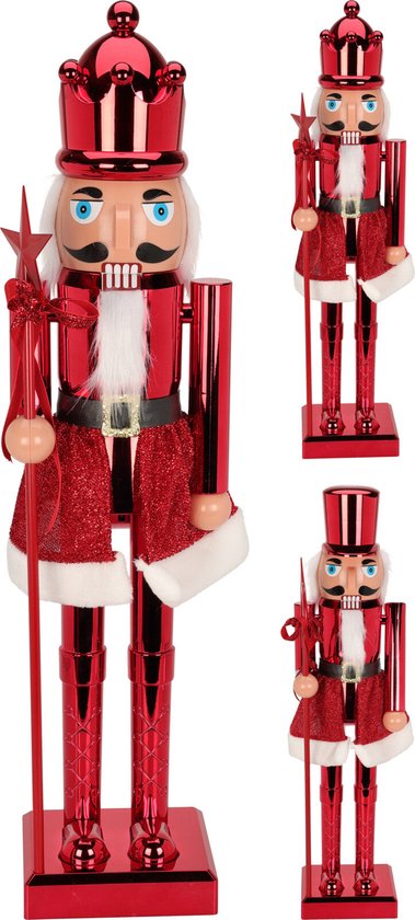 Kerst Notenkraker Staand - 80cm - 2 Designs - Rood | bol