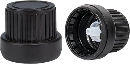 Schroefdeksel (dop) DIN 18 zwart met druppelteller (dop) - 50 stuks | bol