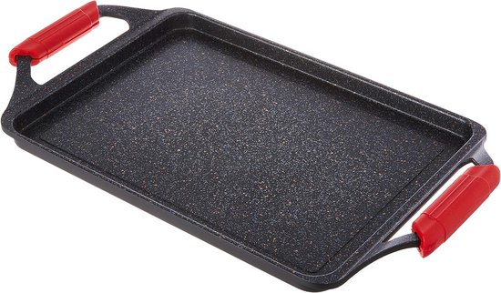 Titanium grillplaat, inductie grillpan 43 x 25 cm, gegoten aluminium ...