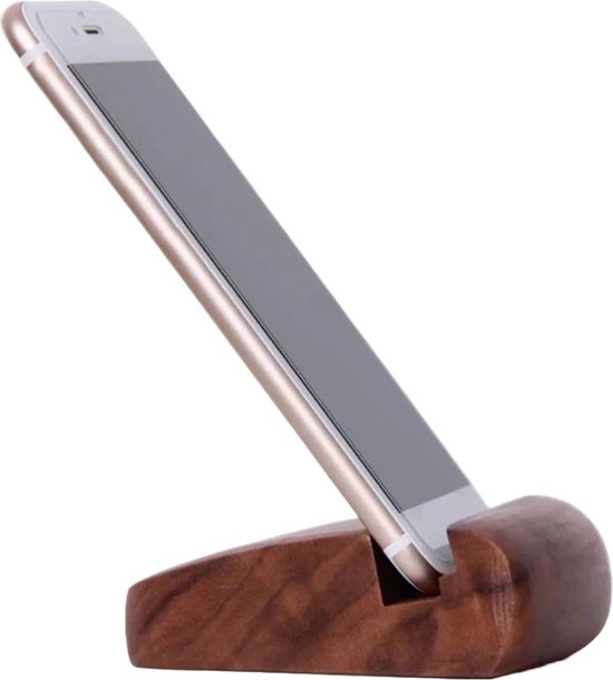 Telefoon Standaard - Walnotenhout Mobiel Bureau Smartphone Houder ...