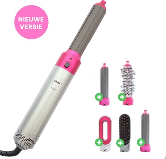 Fameilleur 5 in 1 multifunctionele krultang- haarstyler grijs/lichtroze ...