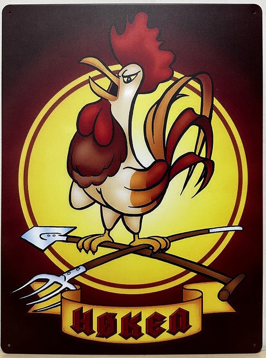 Hoken Normaal Haan Rood Geel 40 x 30 cm Reclamebord van metaal METALEN ...