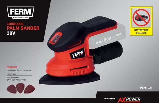 FERM - PSM1031 - Accu schuurmachine - 20V - AX Power - 145x100mm ...