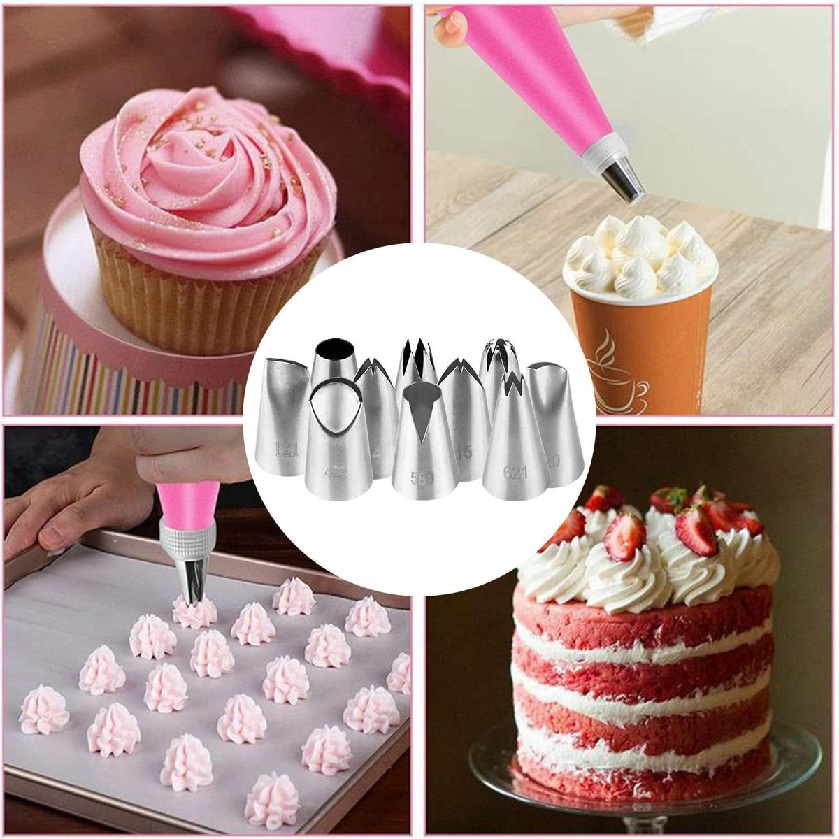 10 STKS Icing Nozzles Grote Piping Nozzle RVS Piping Tips Cake Piping ...