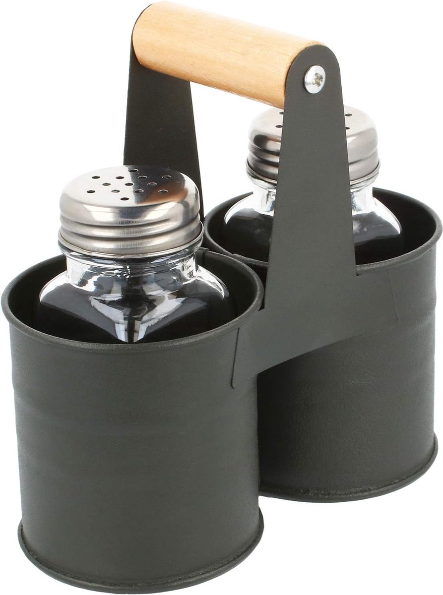 3-delige kruiden shaker set van glas - zout en peper met bijpassende ...