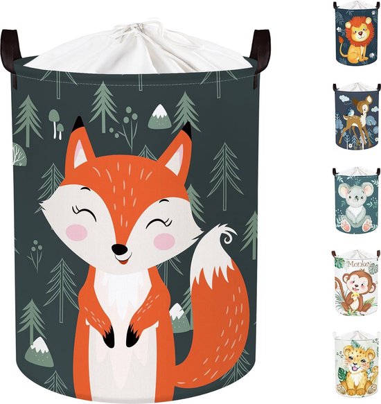 45L Baby Wasmand Kinderkamer met Dieren Vos - Groene Wasmand Kinderen ...