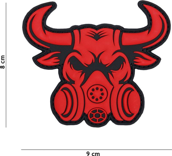 Embleem 3D PVC Gasmask bull rood | bol