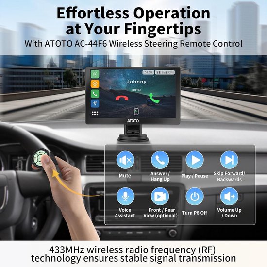 ATOTO - P8 - Draagbare 7'' QLED Display Autonavigatie - Draadloze ...