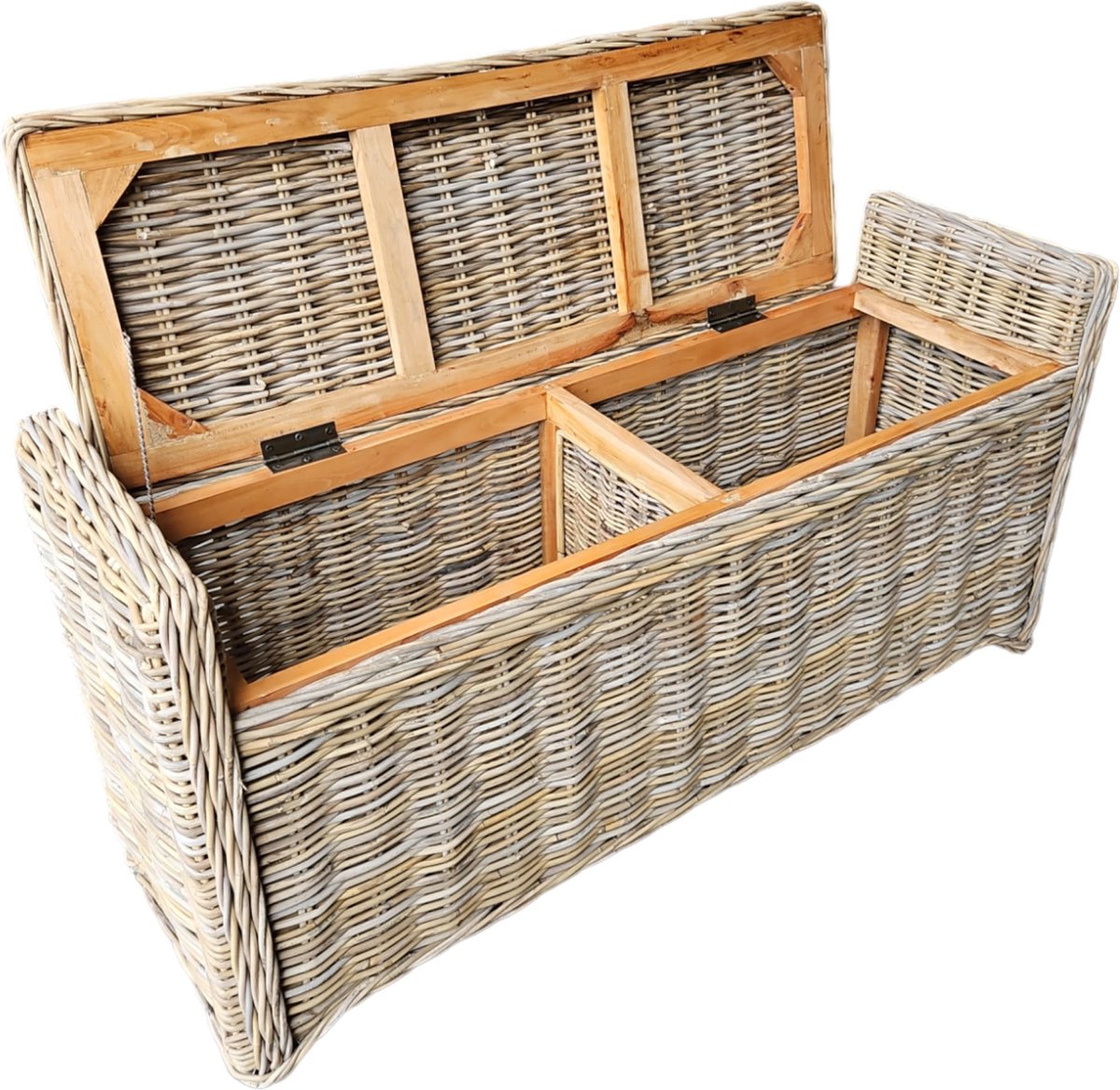 Handgemaakt Rieten Bankje met Opbergruimte uit Indonesië - Elegante ...