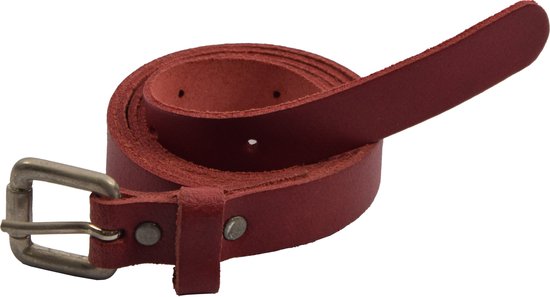 Stijlvolle 2 cm Rode Leren Riem met Robuuste Gesp en Structuur - 95 cm ...