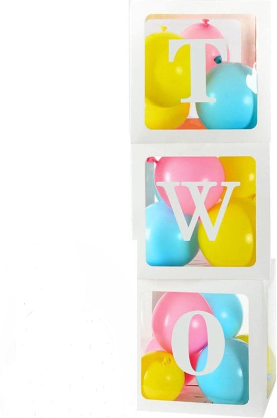 Drie doorzichtig letter ballon blokken Two wit inclusief 24 ballonnen ...