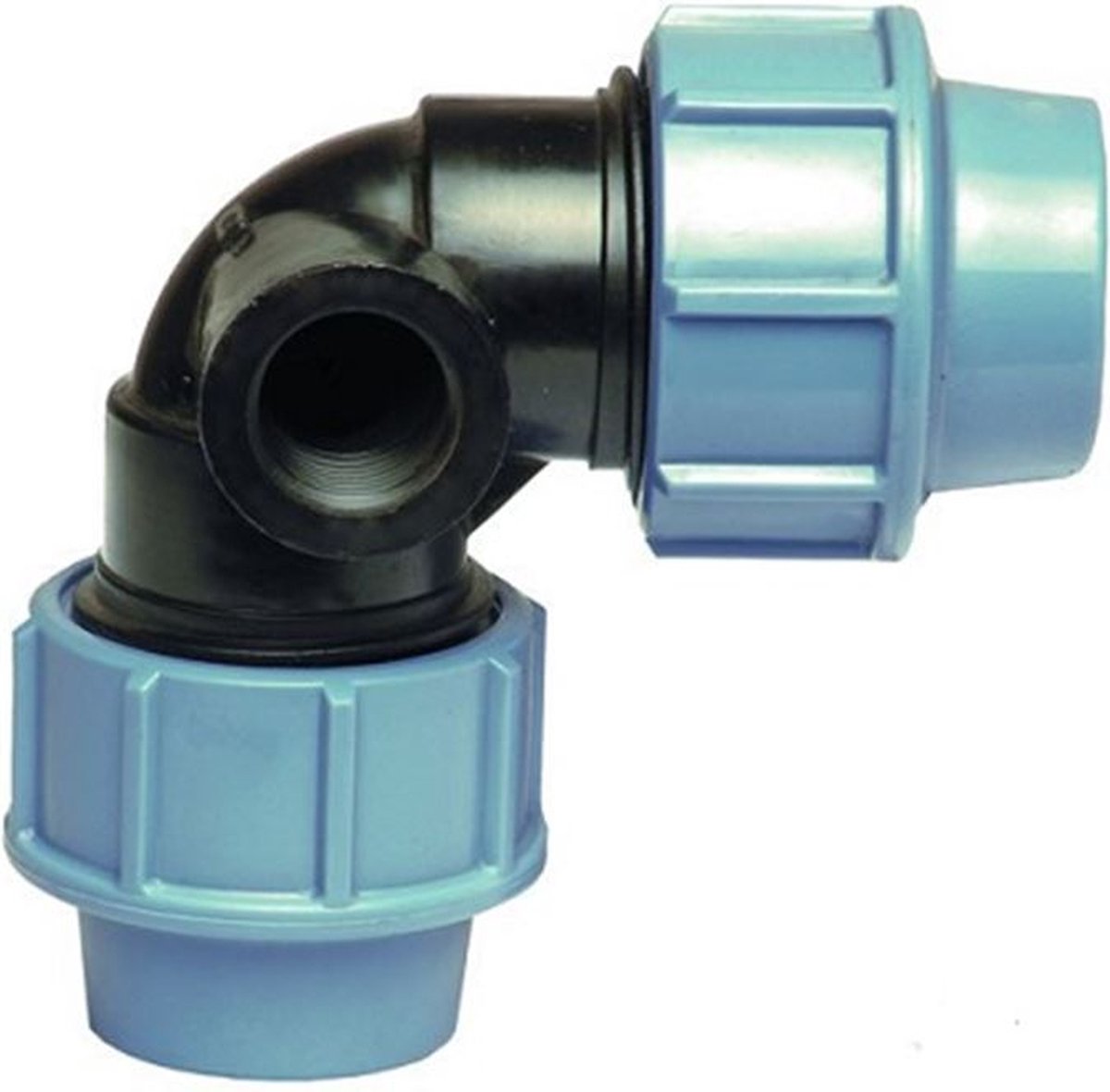 PE knie 90° met zijspruit klemkoppeling, 32 x 32 mm x 3/4'' bi.dr. | bol