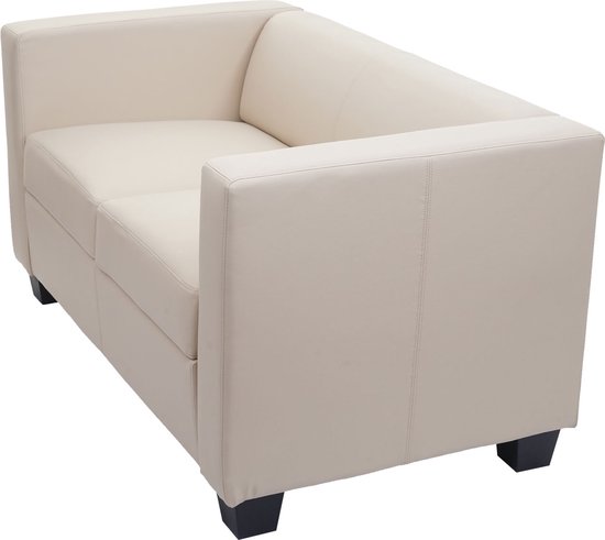2-zits bank loungebank Lille ~ leder, crème | bol