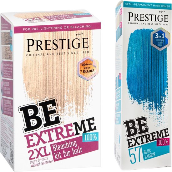 Prestige Semi-Permanente Haarkleuring - Bleach Kit & Blue Lagoon ...
