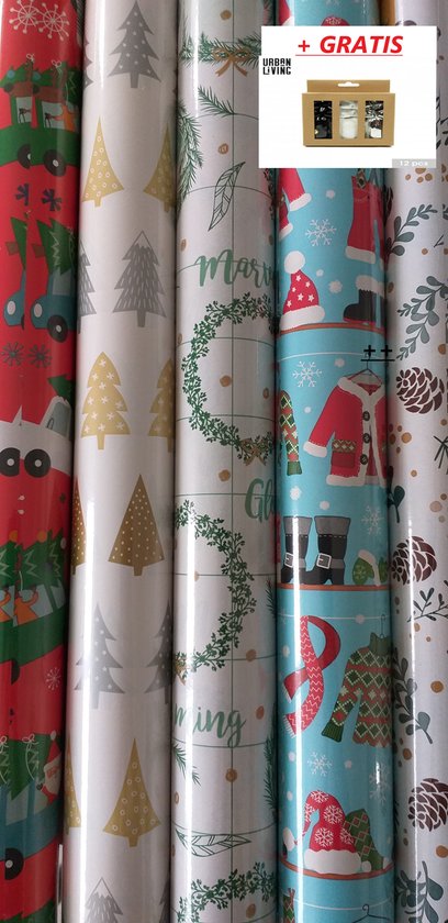 3 rollen geschenkpapier Kerstmotief 10 meter * 70cm + 3 rollen ...