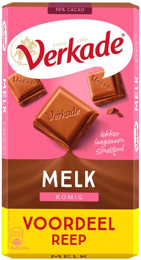 Verkade Chocoladereep melk, FT 3 wikkels x 192 gram | bol