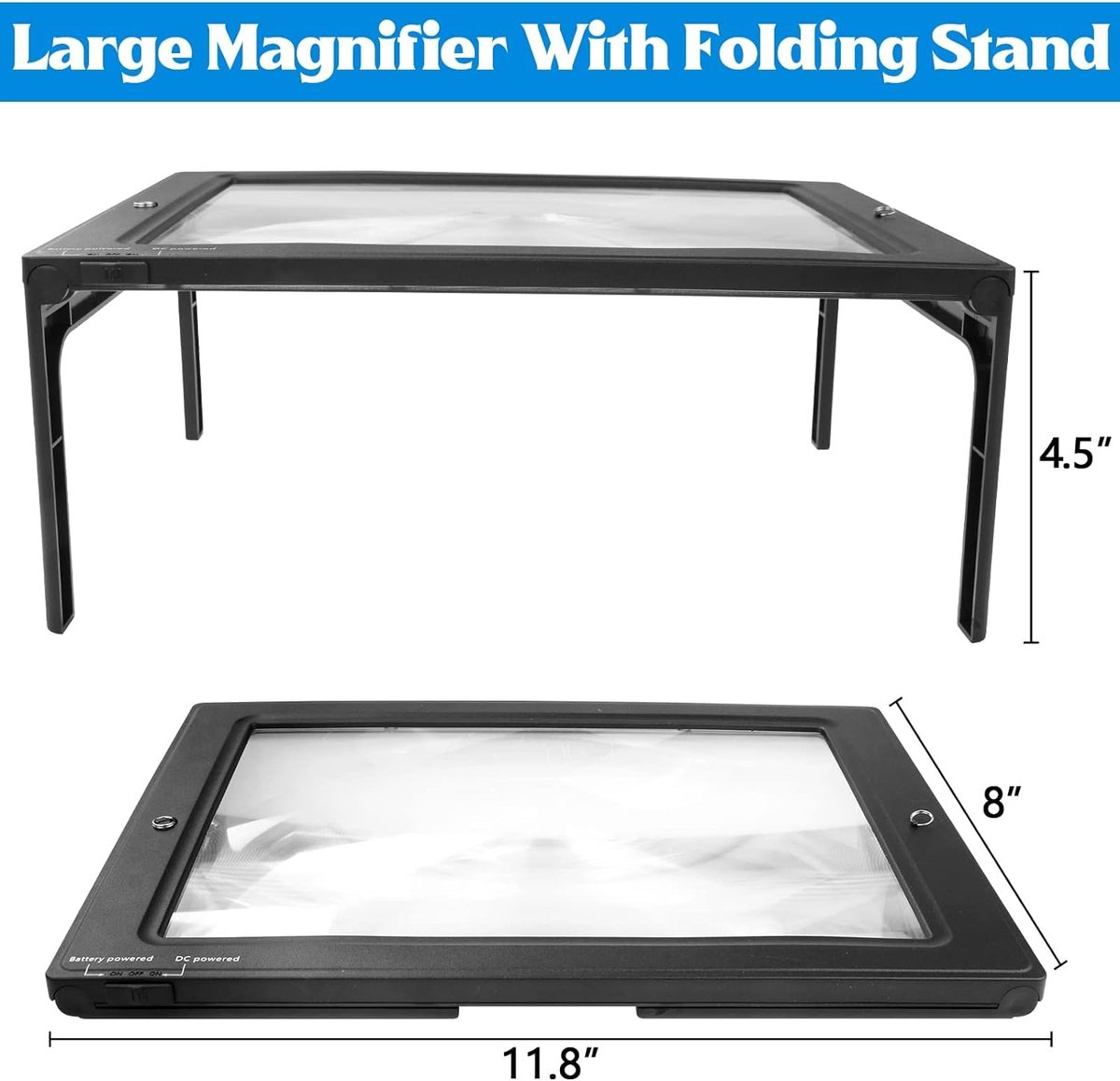 4x leesloep met licht voor senioren, groot, vergrootglas met licht ...