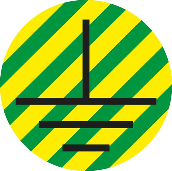 Beschermende aarde geleider sticker, vel, groen geel 20 mm - 20 per vel ...