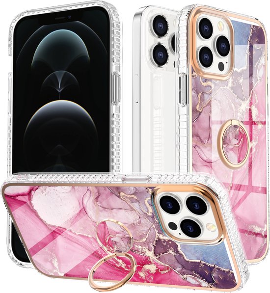 Hoozey - Hoesje geschikt voor Apple iPhone 15 - Marble Ring Case - Hoes ...