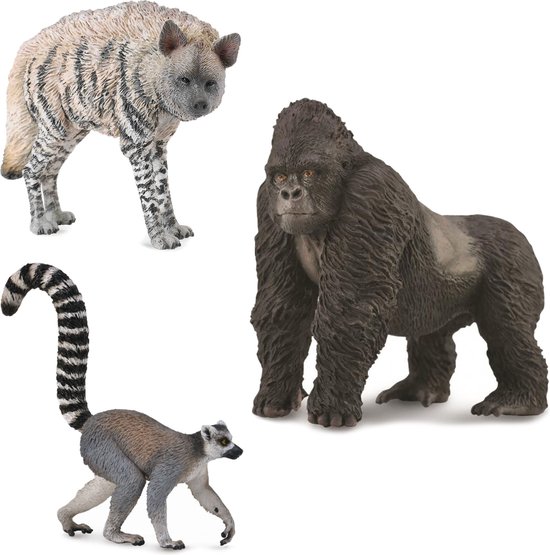 Collecta Dierenbeeldjes: hyena, maki, gorilla Wilde dieren 3+ | bol