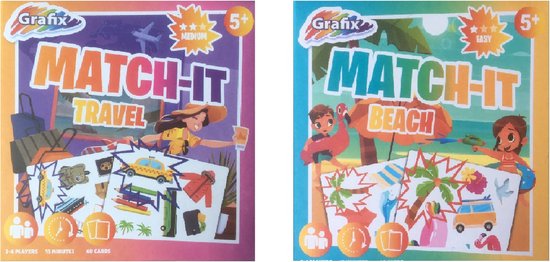 Grafix - Match-It - Dobbelspel - set van 2 - Travel + Beach | Games | bol