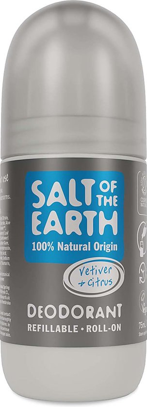 Salt of the Earth Hervulbare Roll-on Deodorant - Vetiver & Citrus | bol