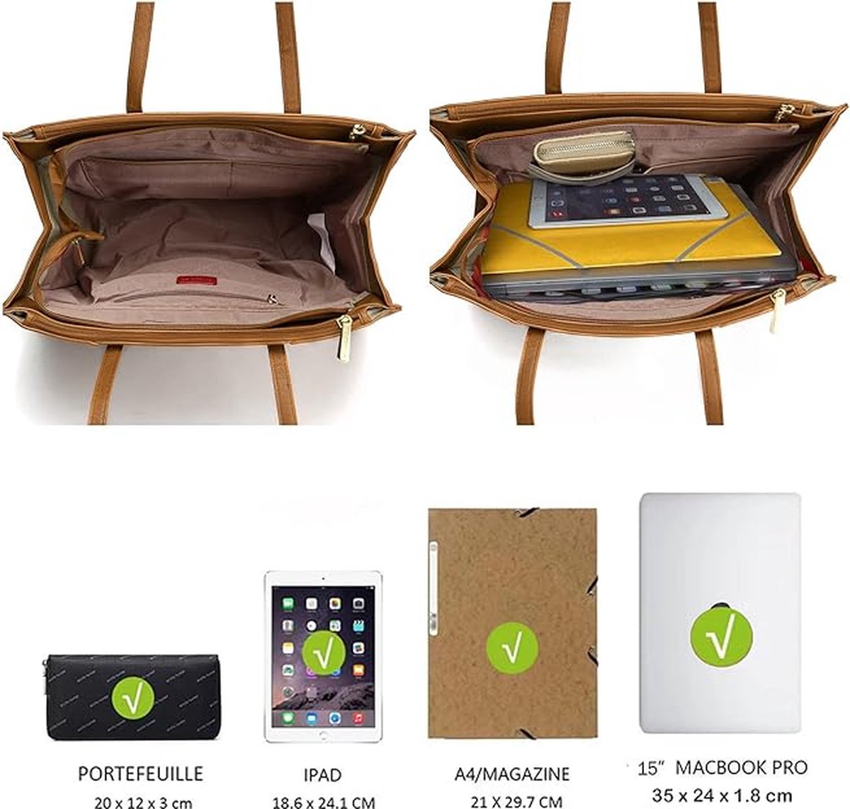 Handtas voor dames, grote maat XL - schoudertas middelbare school, werk ...