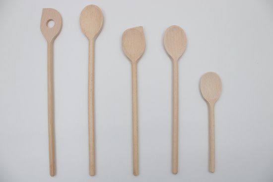 Keukengerei - Pollepel - set 5-delig - Beukenhout - Houten lepels | bol