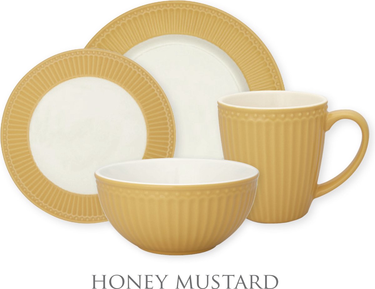 GreenGate Alice Honey Mustard Serviesset 4-delig - 1 persoons | bol