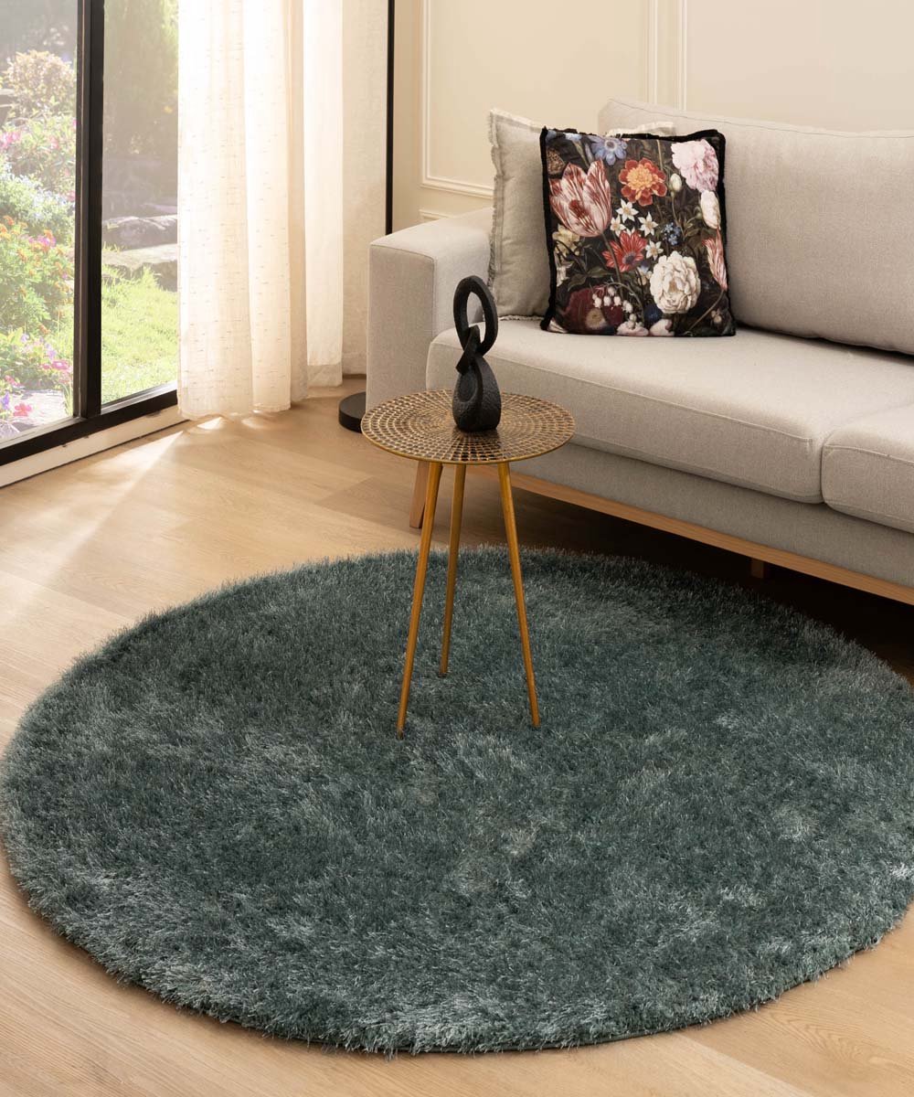Rond hoogpolig vloerkleed velvet - Posh blauw 280 cm rond | bol.