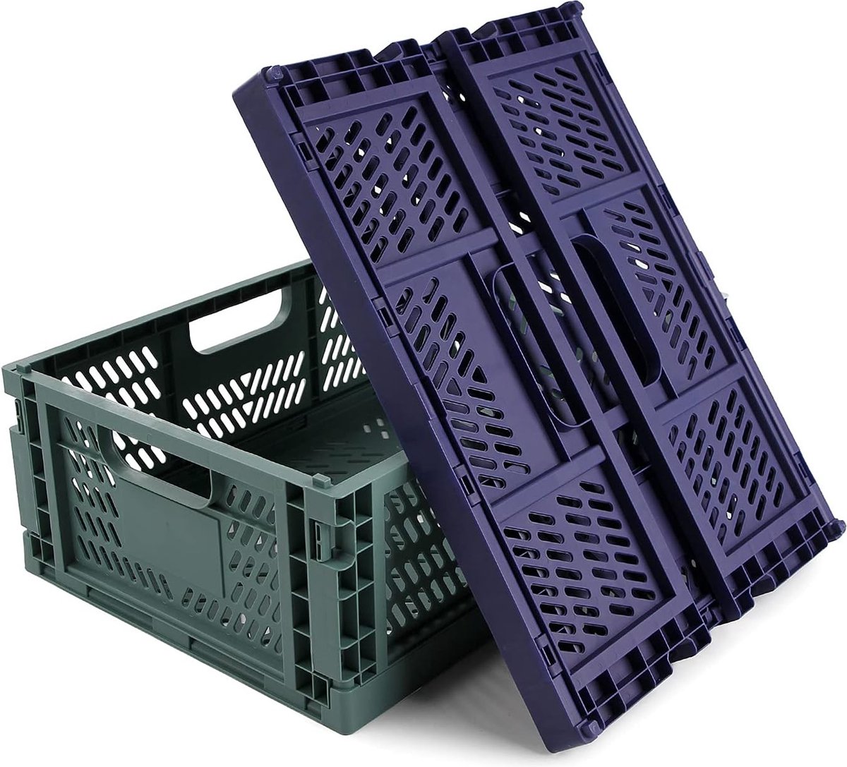 Pack of 2 Foldable Storage Baskets, Plastic Storage Boxes for Kitchen ...