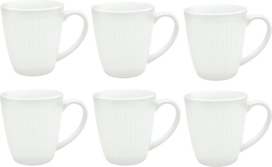 GreenGate Koffiemokken Alice wit 350 ml - Set van 6 Stuks | bol