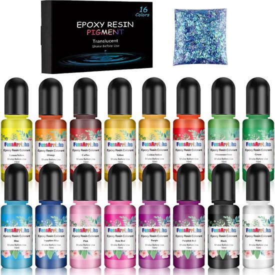 FansArriche Epoxy Hars Pigment - 16 Kleur Vloeibare Epoxyhars Dye (10ml ...