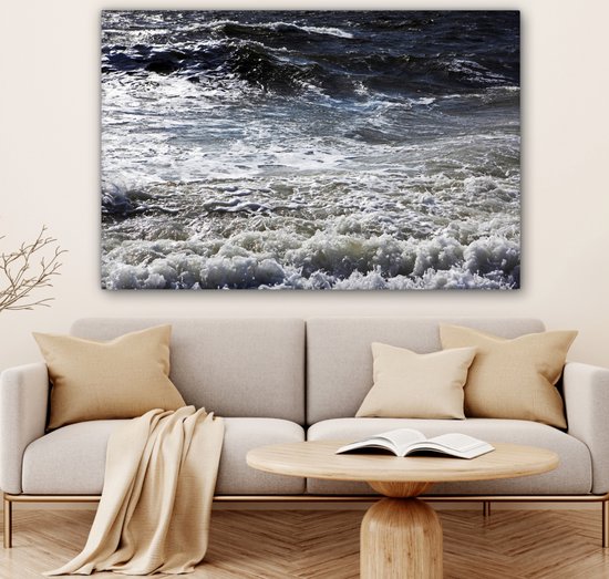 Canvas schilderij 140x90 cm - Wanddecoratie Noordzee - Water - Golven - Muurdecoratie... | bol