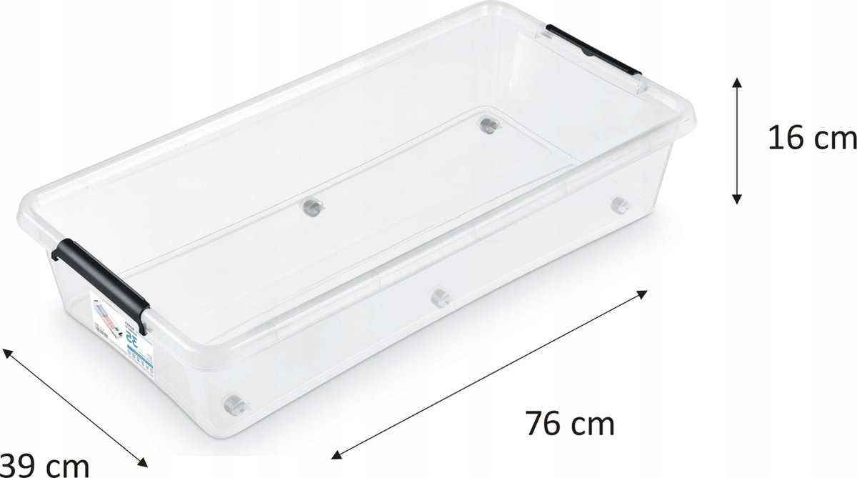 Onder Het Bed Opbergbox - 35L - Met Deksel & Wielen - Transparant Zwart | bol