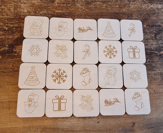 Memory spel Hout Kerst - Kerstman - Spelletje - 25 december - 26 ...