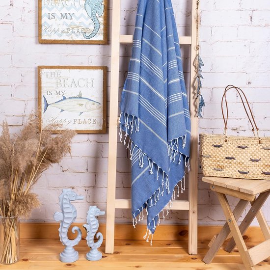 Premium Hammam Handdoek met handgeknoopte franjes - 100% katoen ...