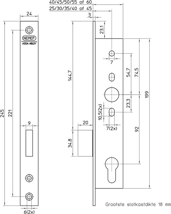 Insteekslot - RVS geborsteld - RVS - Nemef - Nemef 9650 - kastslot ...