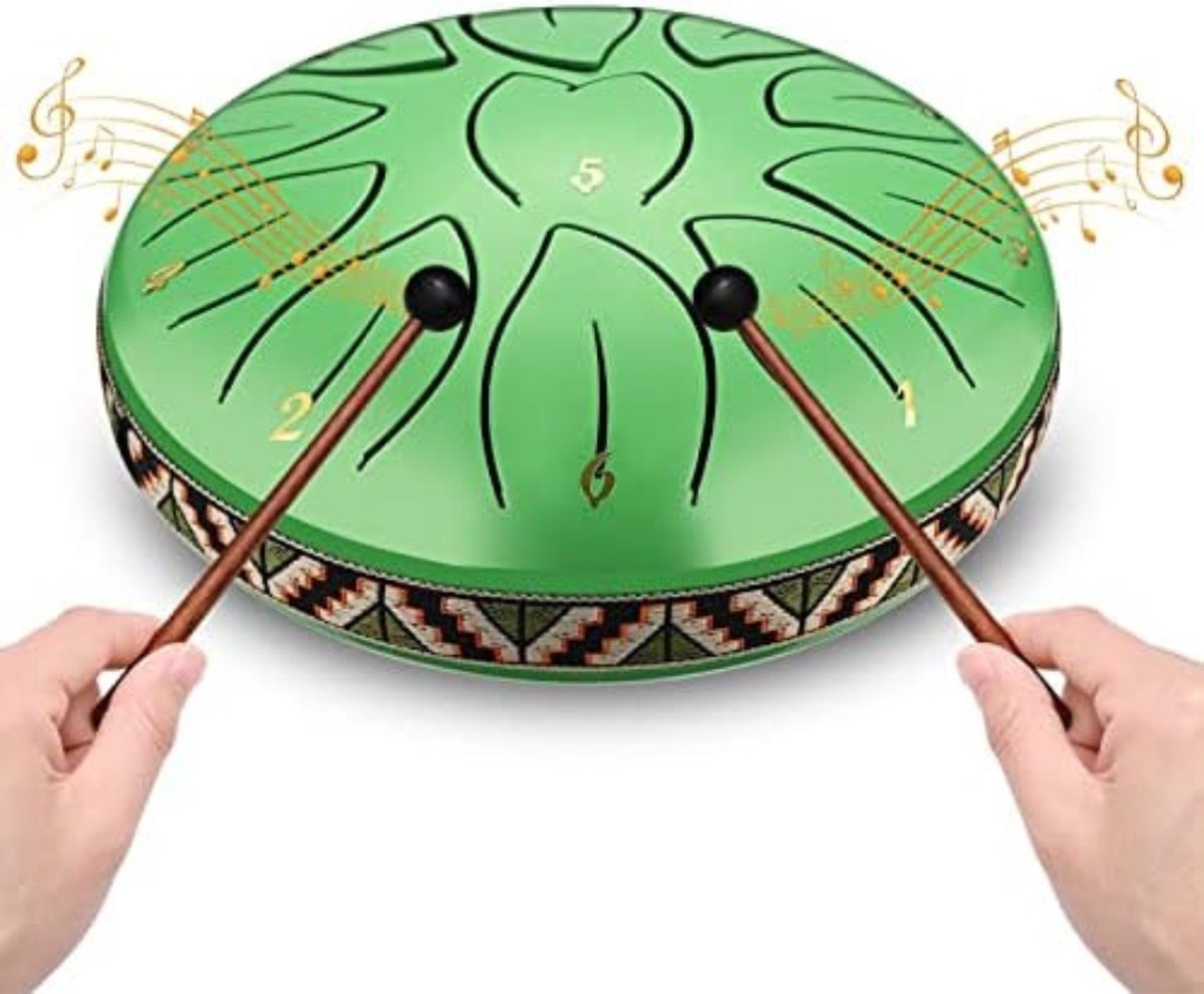 Tambour à langue en acier - Tambour handpan - Tambour suspendu - Vert ...
