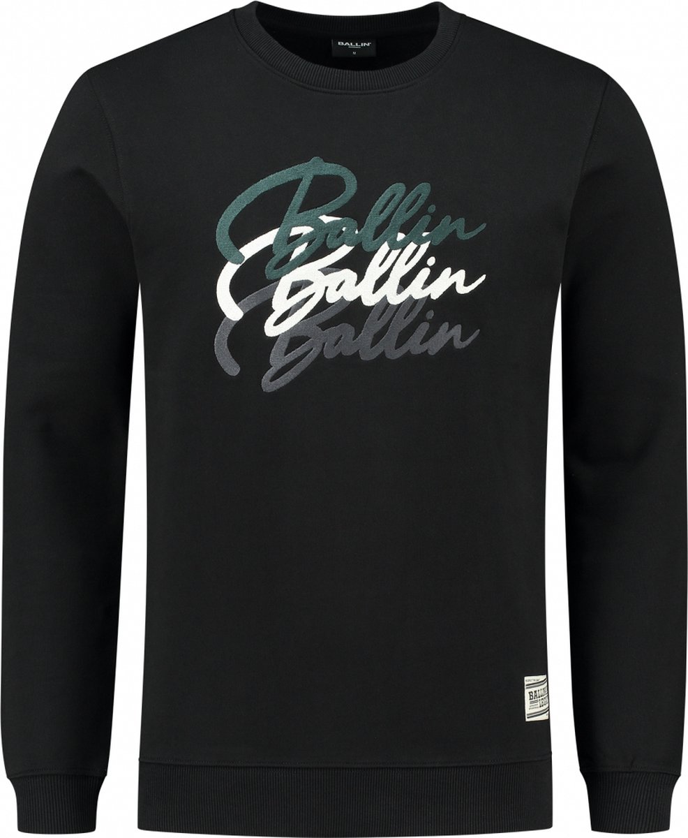 Ballin Amsterdam - Heren Slim fit Sweaters Crewneck LS - Black - Maat ...
